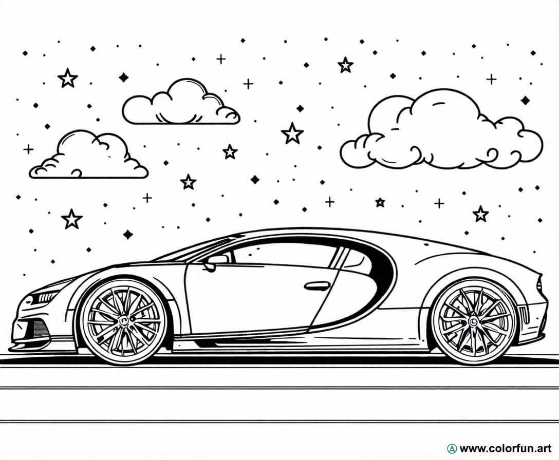 Ausmalbild der Bugatti, das schwarze Auto Kostenloser Download oder ...