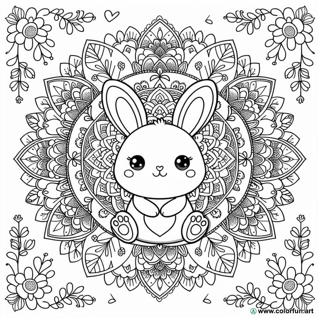 Ausmalbild eines Mandala-Hasen. Kostenloser Download oder Ausdruck ...