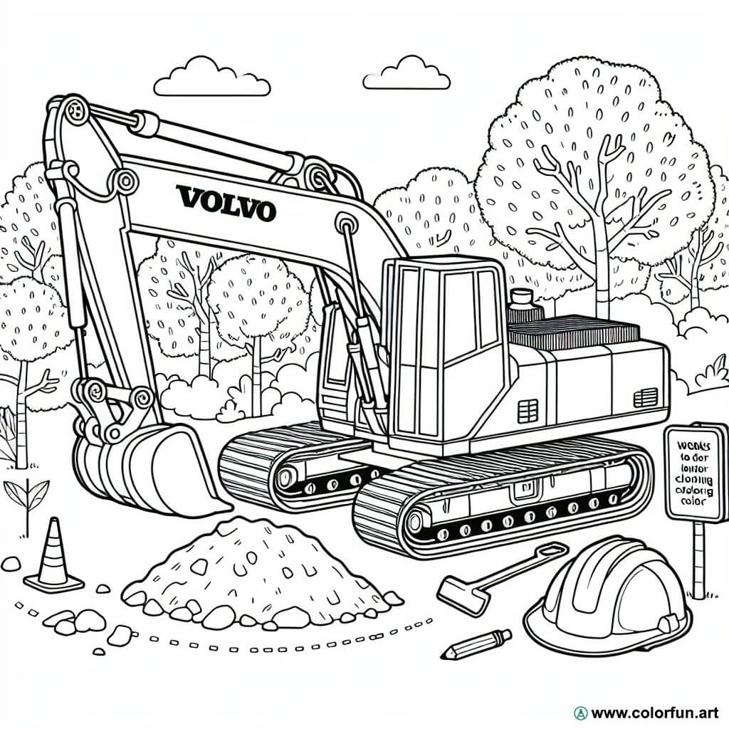 Ausmalbild eines Volvo Baggers. Kostenloser Download oder Ausdruck ...
