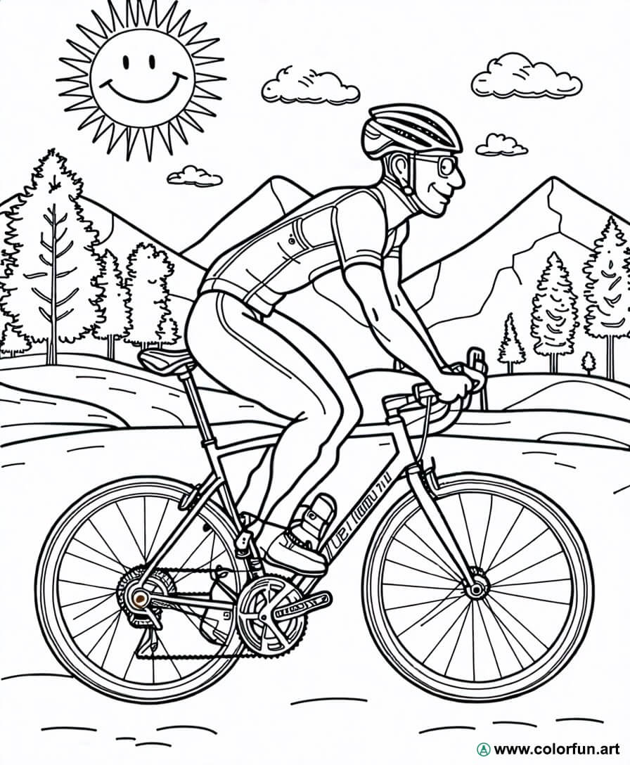 Ausmalbild eines Radfahrers in der Natur Kostenloser Download oder ...