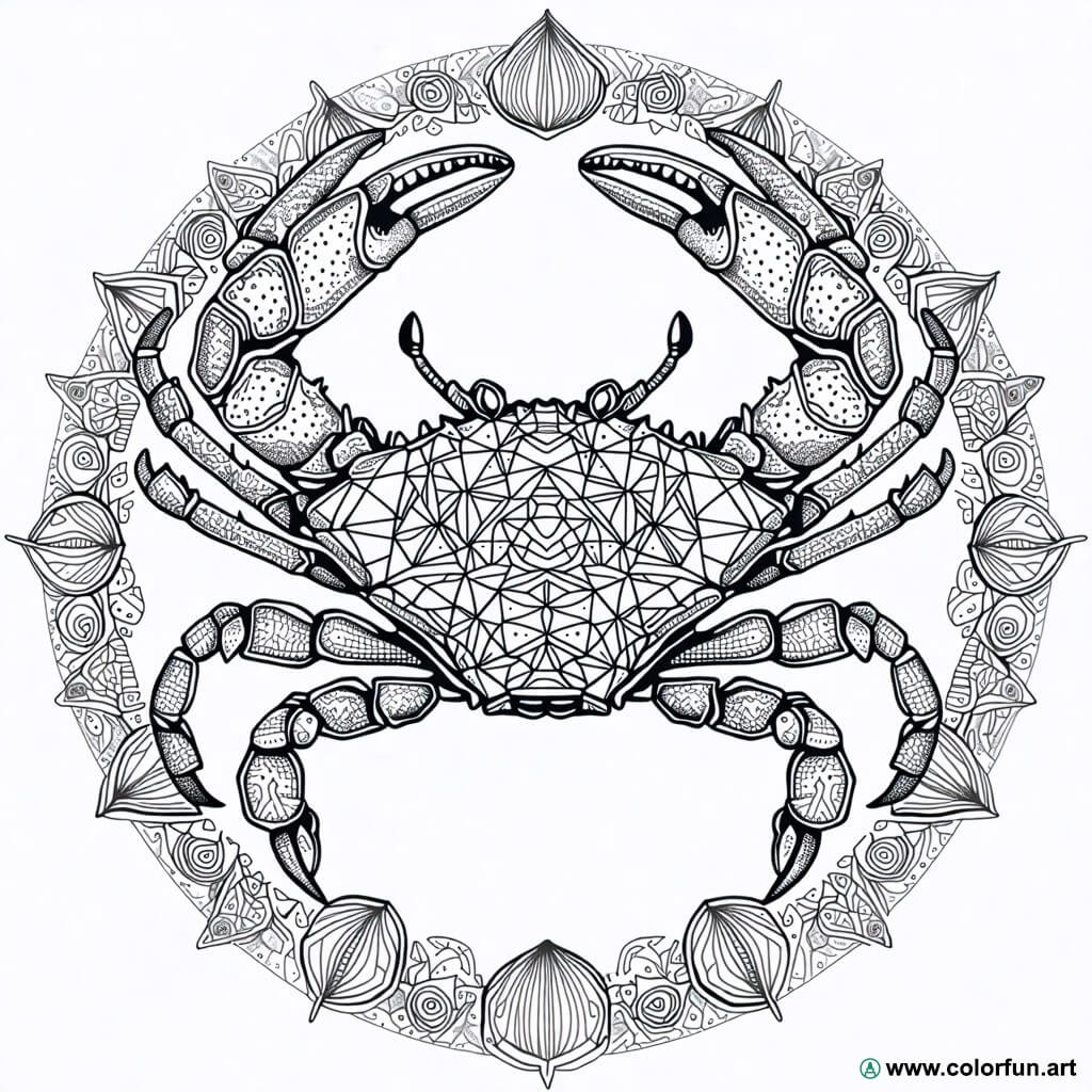 Ausmalbild von einem Krabbenmandala Kostenloser Download oder Ausdruck ...