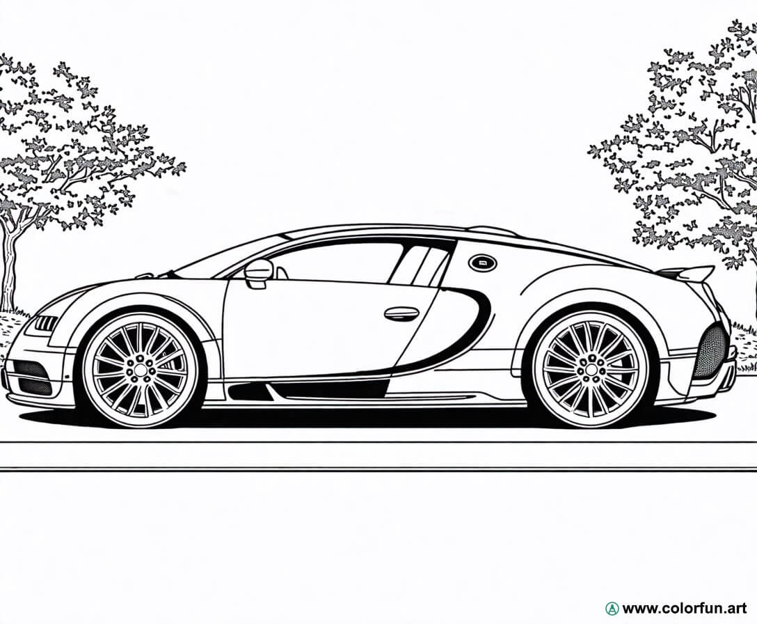 Ausmalbild des Bugatti Autos Kostenloser Download oder Ausdruck verfügbar.