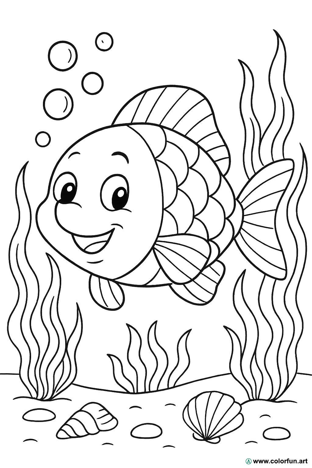 Ausmalbild von Cartoon-Fischen zum Ausdrucken Kostenloser Download oder ...