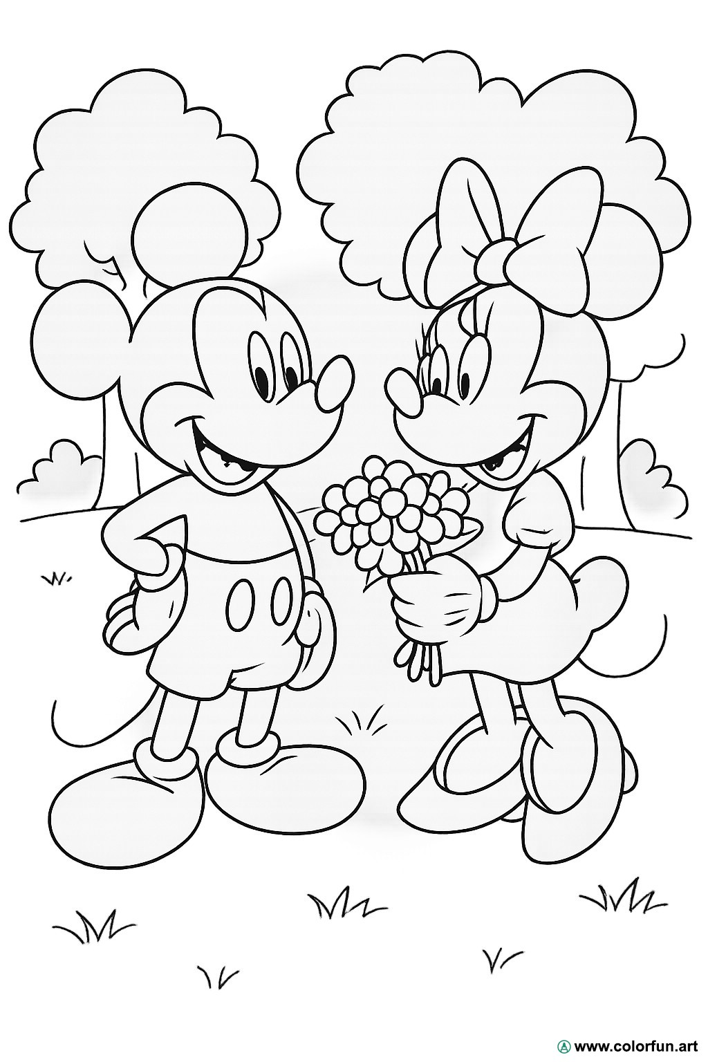 Ausmalbild von Mickey und Minnie Kostenloser Download oder Ausdruck ...