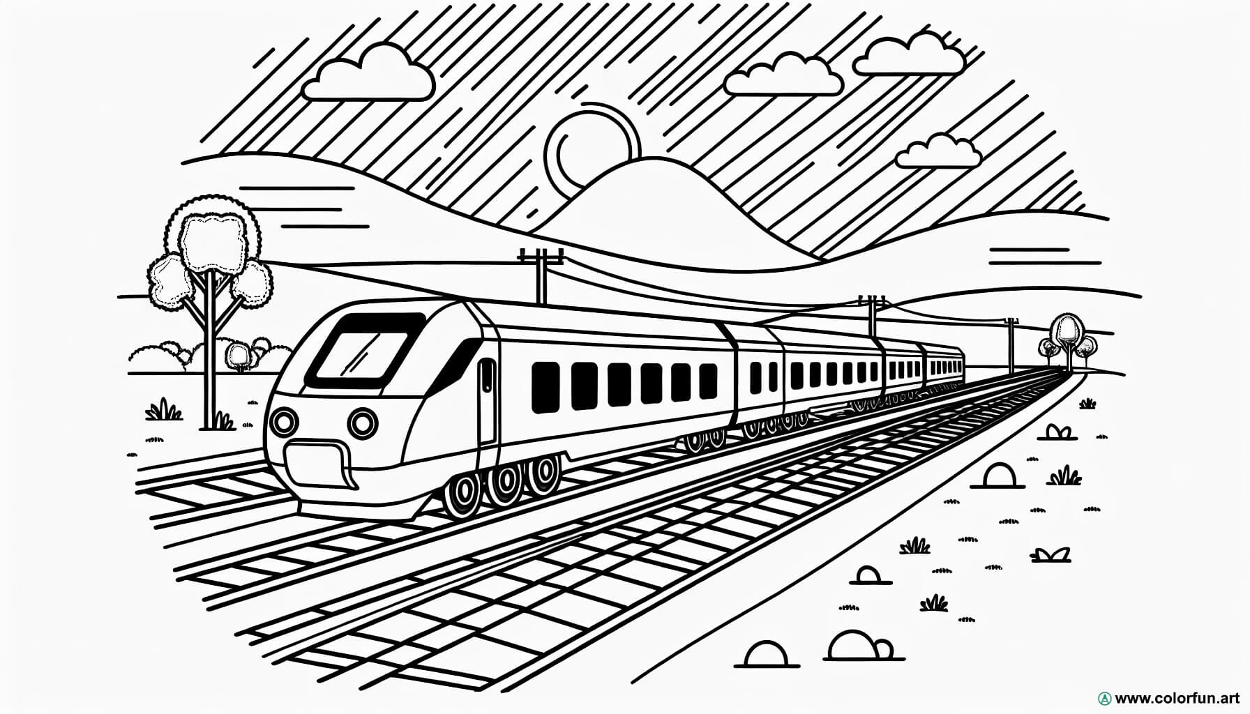 Ausmalbild des TGV-Zuges Kostenloser Download oder Ausdruck verfügbar.