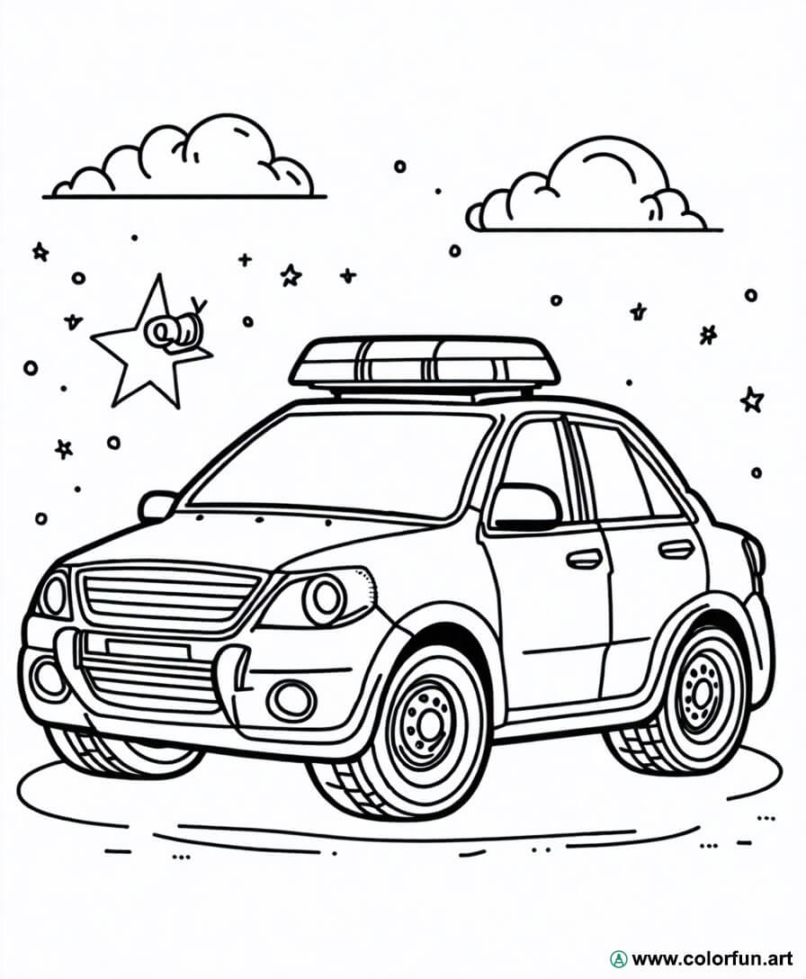 Ausmalbild eines Cartoon-Polizeiautos Kostenloser Download oder ...