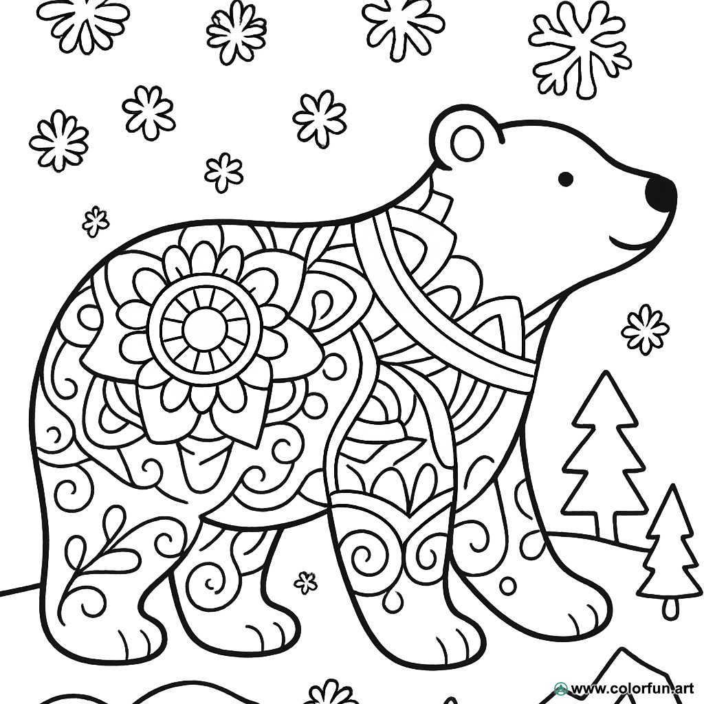 Ausmalbild eines Eisbären im Mandala Kostenloser Download oder Ausdruck ...