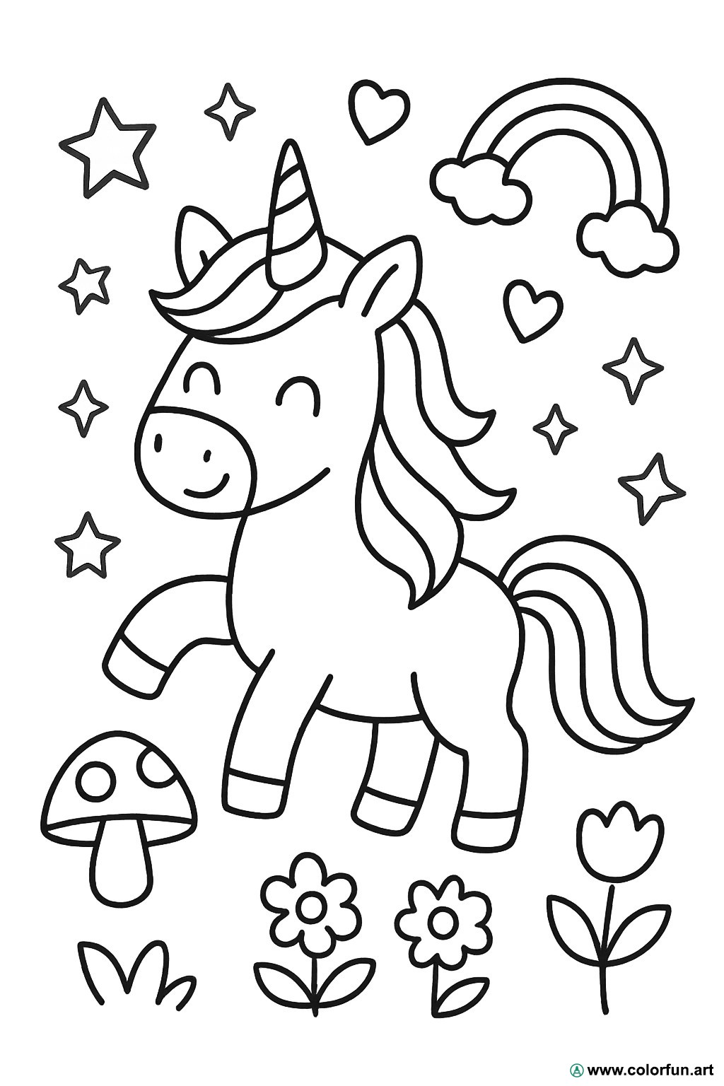 Ausmalbild für ein 6-jähriges Kind mit Einhorn Kostenloser Download ...