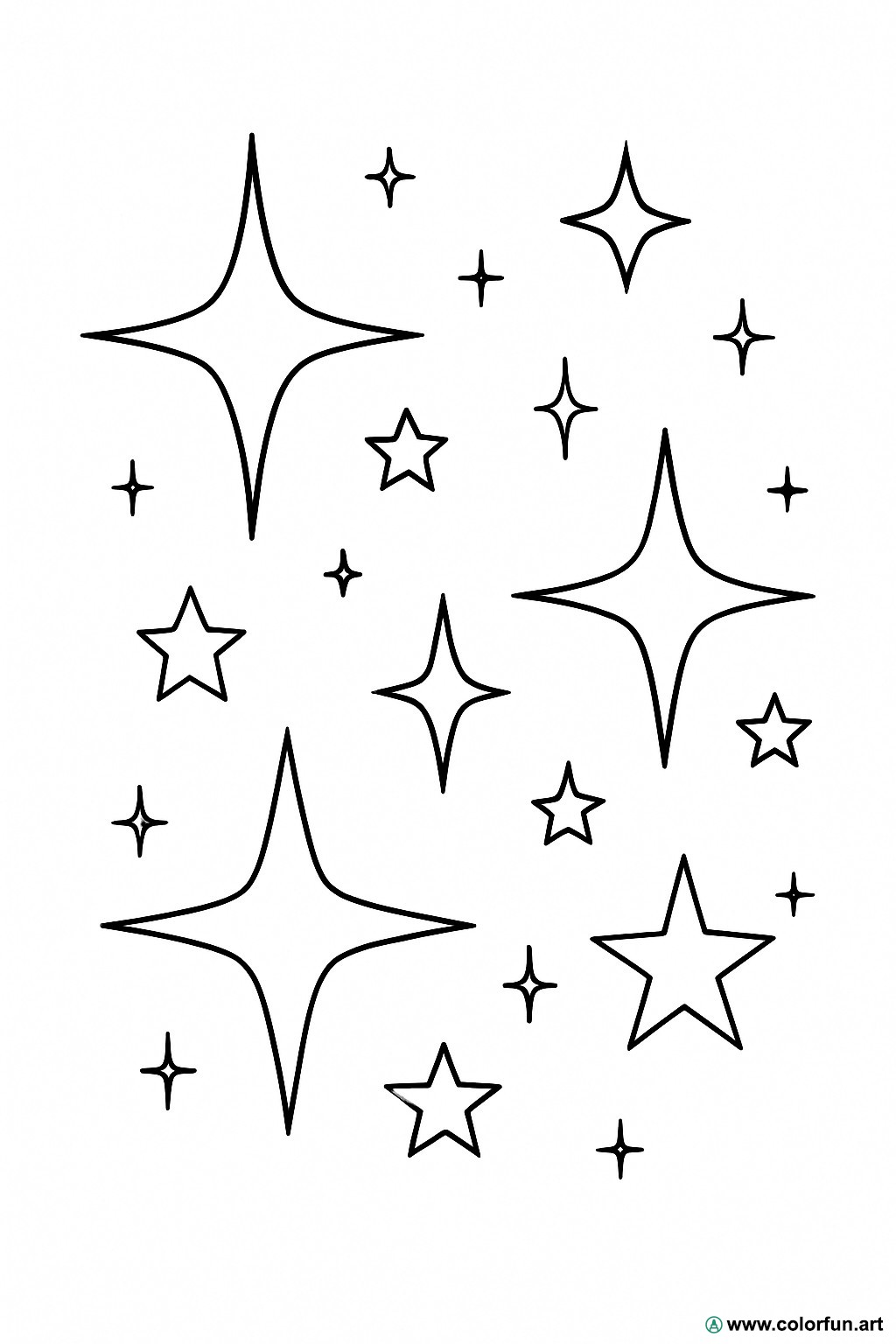 Ausmalbild von glitzernden Sternen Kostenloser Download oder Ausdruck ...