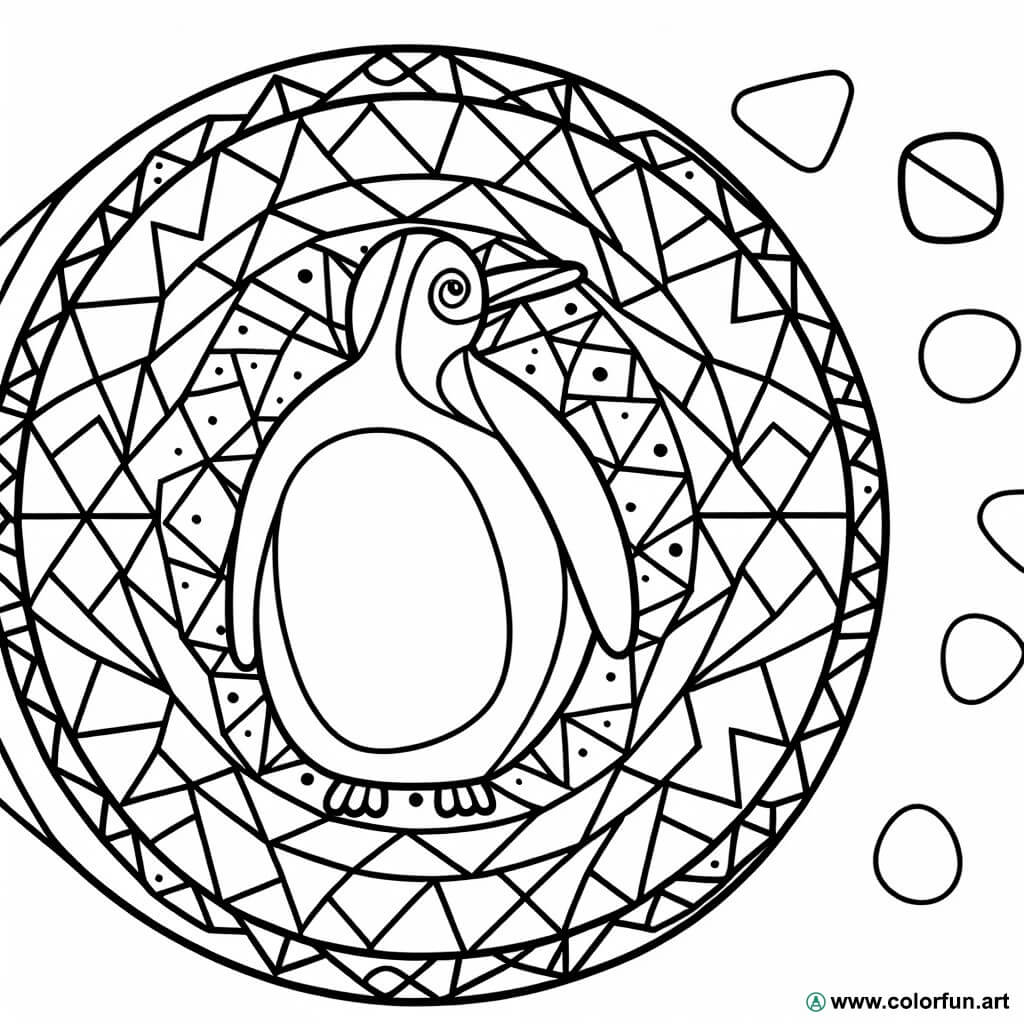 Ausmalbild eines Pinguins im Mandala-Stil. Kostenloser Download oder ...