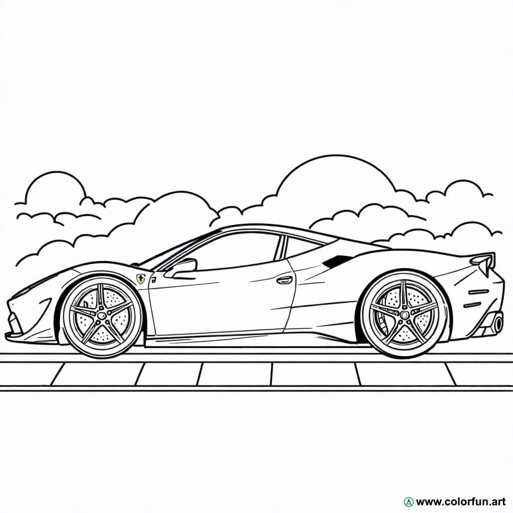 Ausmalbild von sportlichen Ferrari für Kinder Kostenloser Download oder ...