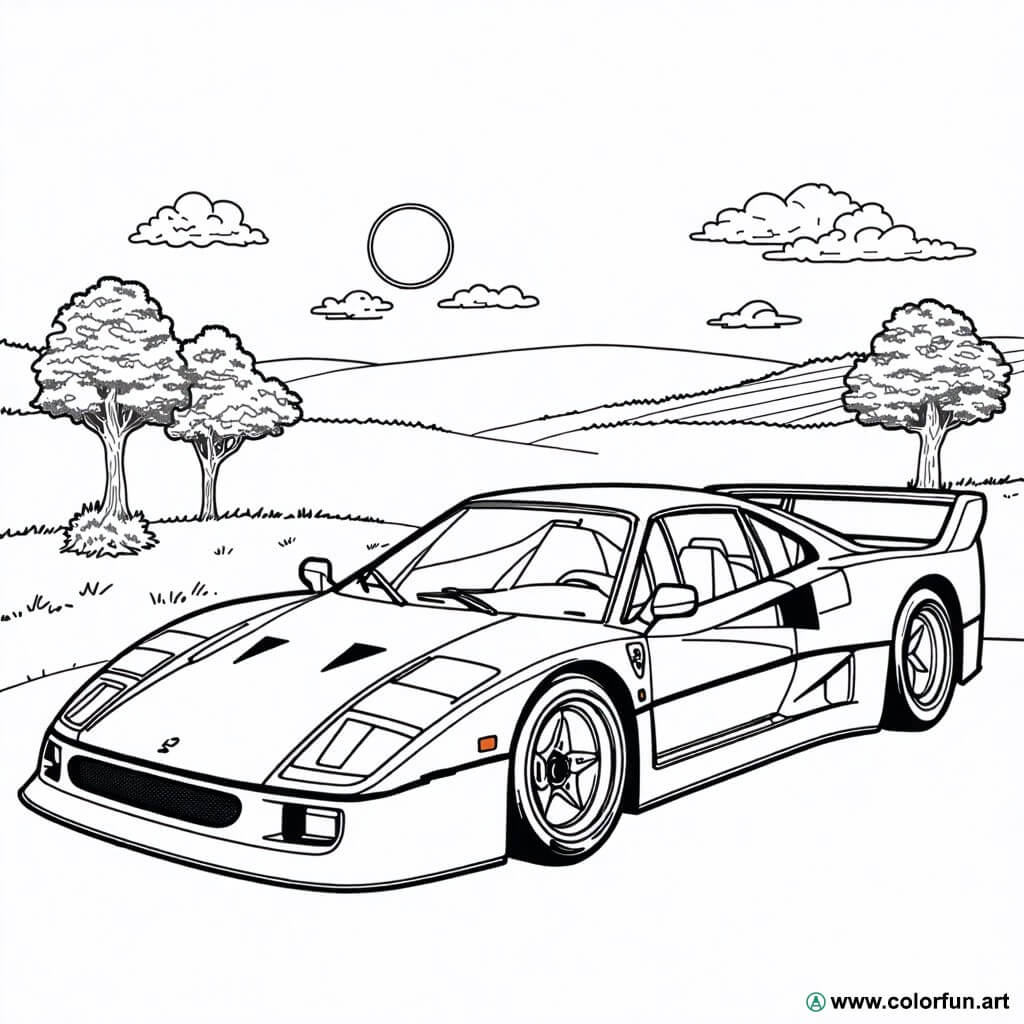Ausmalbild der Ferrari F40 Kostenloser Download oder Ausdruck verfügbar.