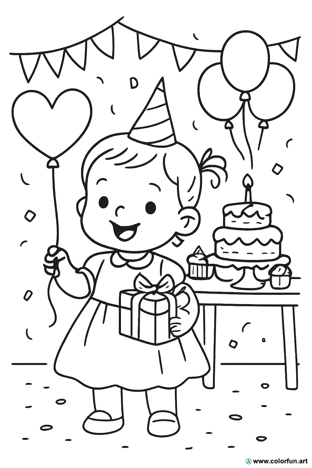 Ausmalbild zum Geburtstag für ein 2-jähriges Mädchen. Kostenloser ...
