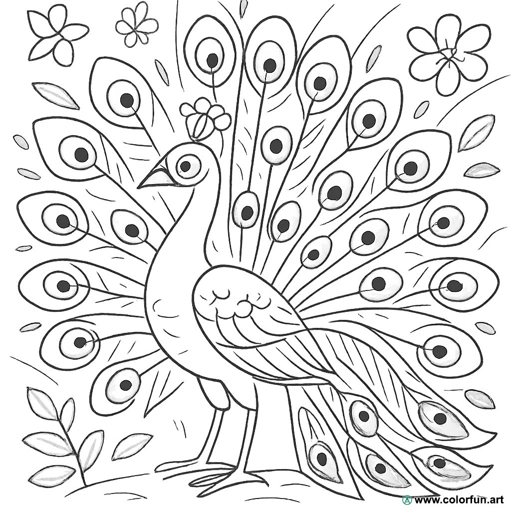 Ausmalbild eines exotischen Pfau. Kostenloser Download oder Ausdruck ...