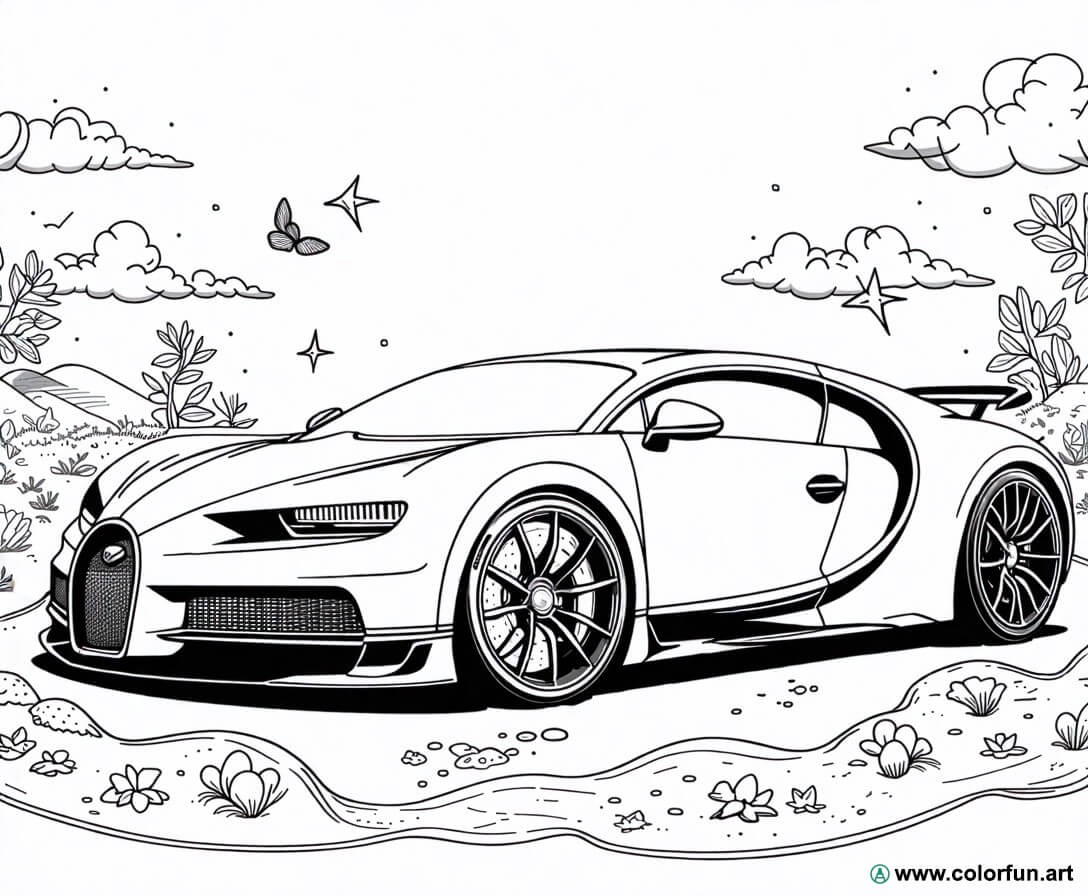 Ausmalbild der Luxus-Bugatti Kostenloser Download oder Ausdruck verfügbar.