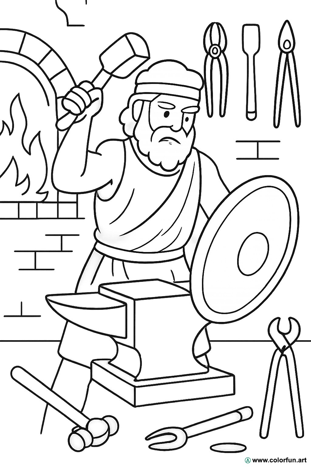 Ausmalbild des griechischen Gottes Hephaistos Kostenloser Download oder ...