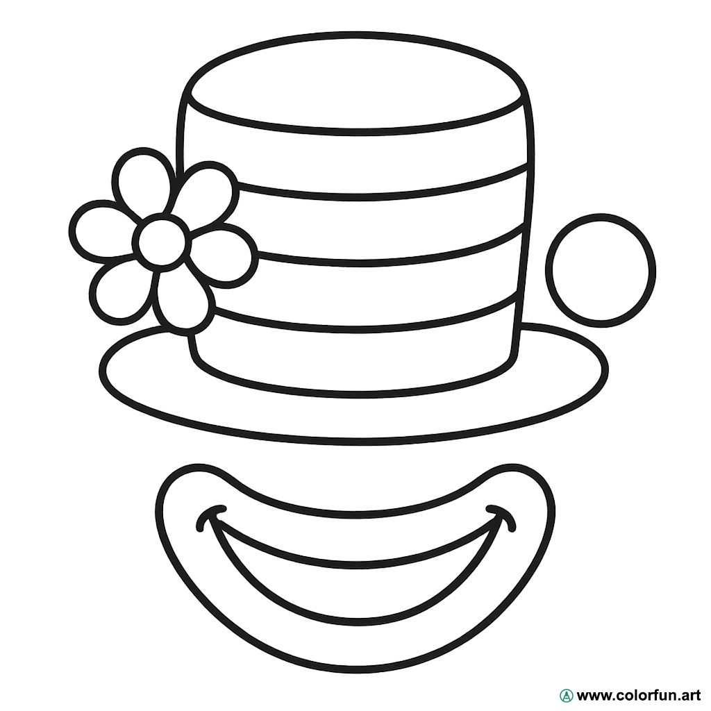 Ausmalbild eines Clownhutes Kostenloser Download oder Ausdruck verfügbar.